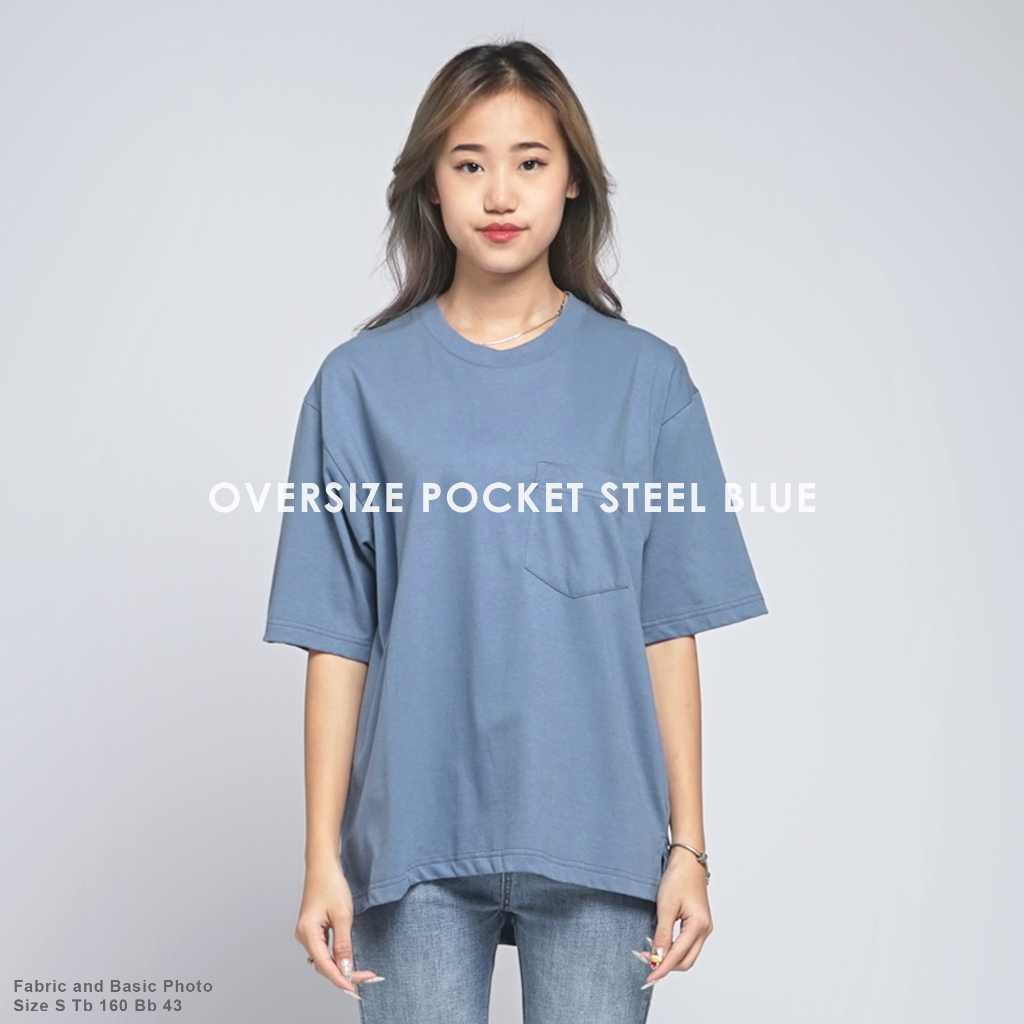 Jual Kaos Polos Oversize Pocket Steel Blue Kaos Oversize Polos Blue 5615