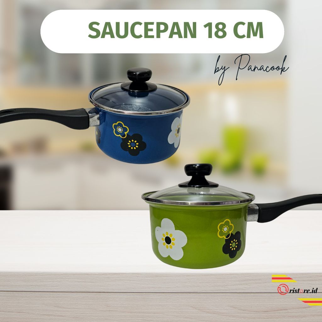Jual Panci susu enamel 18 cm / Panci motif bunga / sauce pan 18cm ...