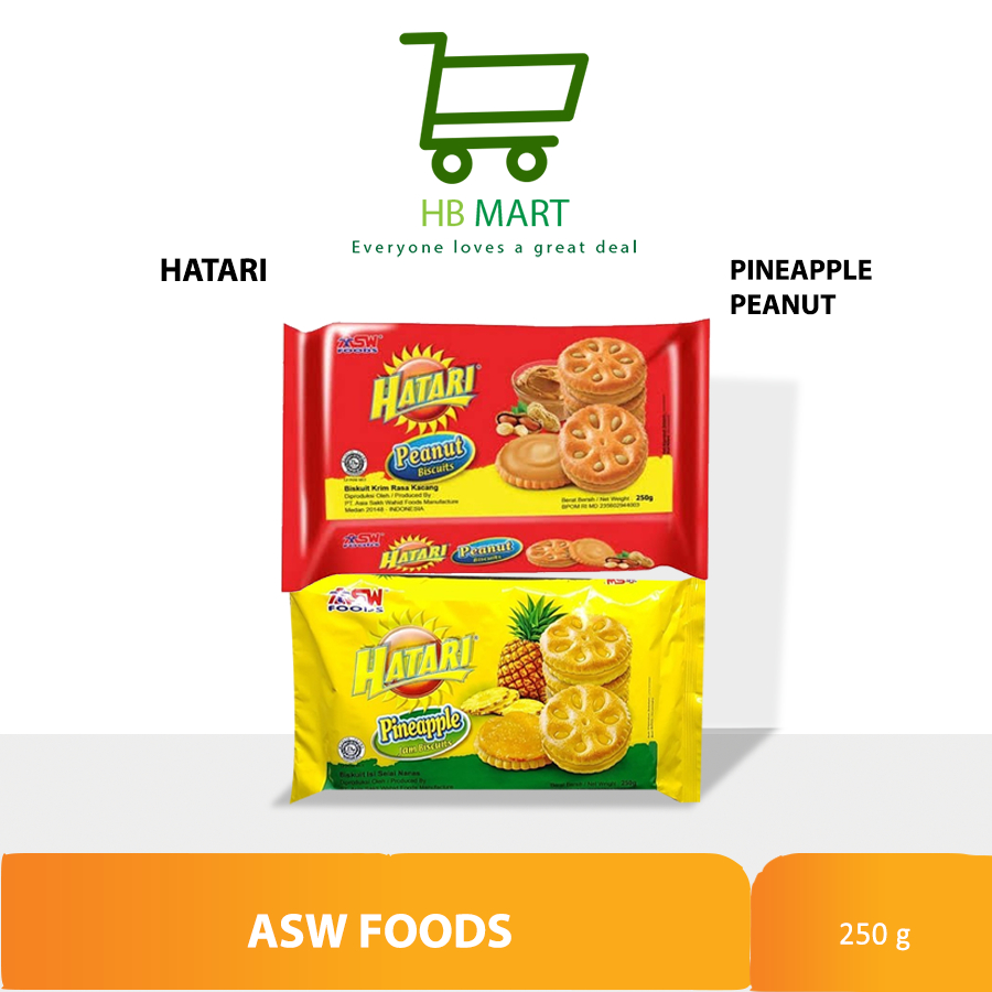 Jual HATARI PINEAPPLE JAM BISCUITS 250GR / ASW BISCUIT HATARI PEANUT ...