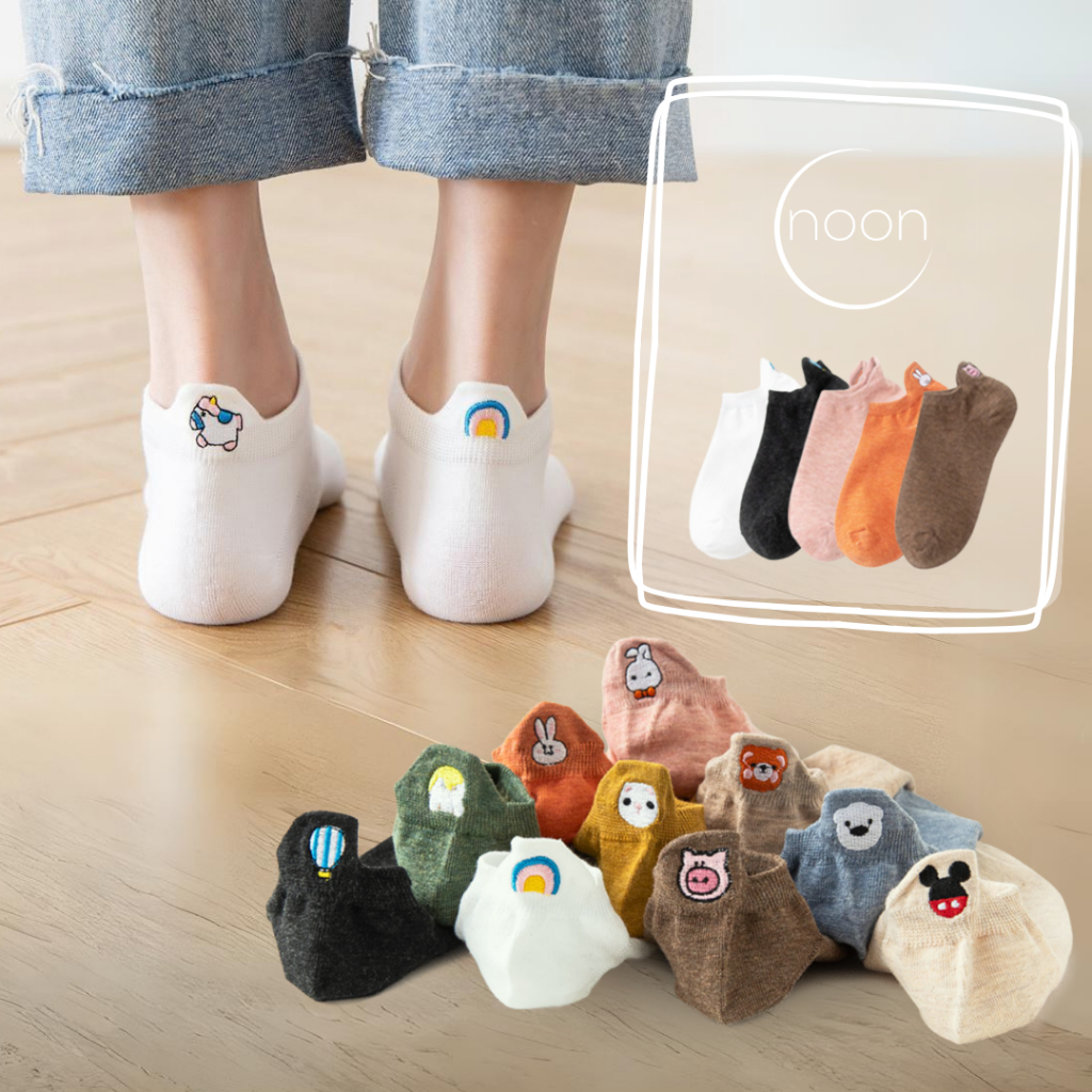 Jual NOON (Patches) Kaos Kaki Wanita Motif Lucu Pendek Semata Kaki ...