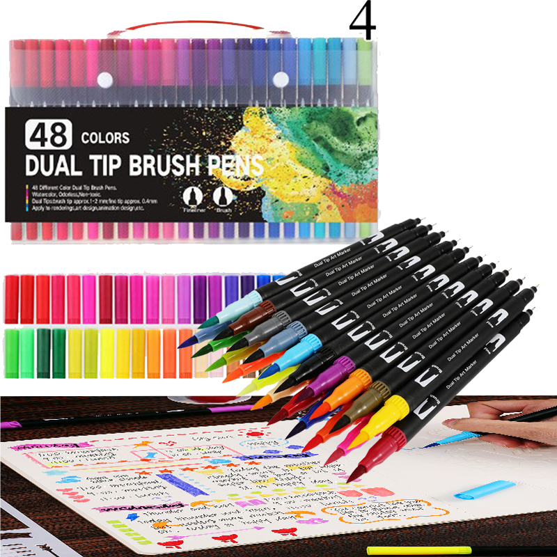Jual W3R touch spidol dual side fine art brush pen art marker set 48 ...