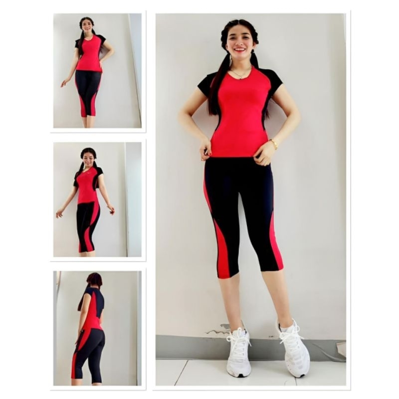 Jual Setelan Baju Senam Aerobic Zumba Gym Fitness Yoga Workout Set kaos ...