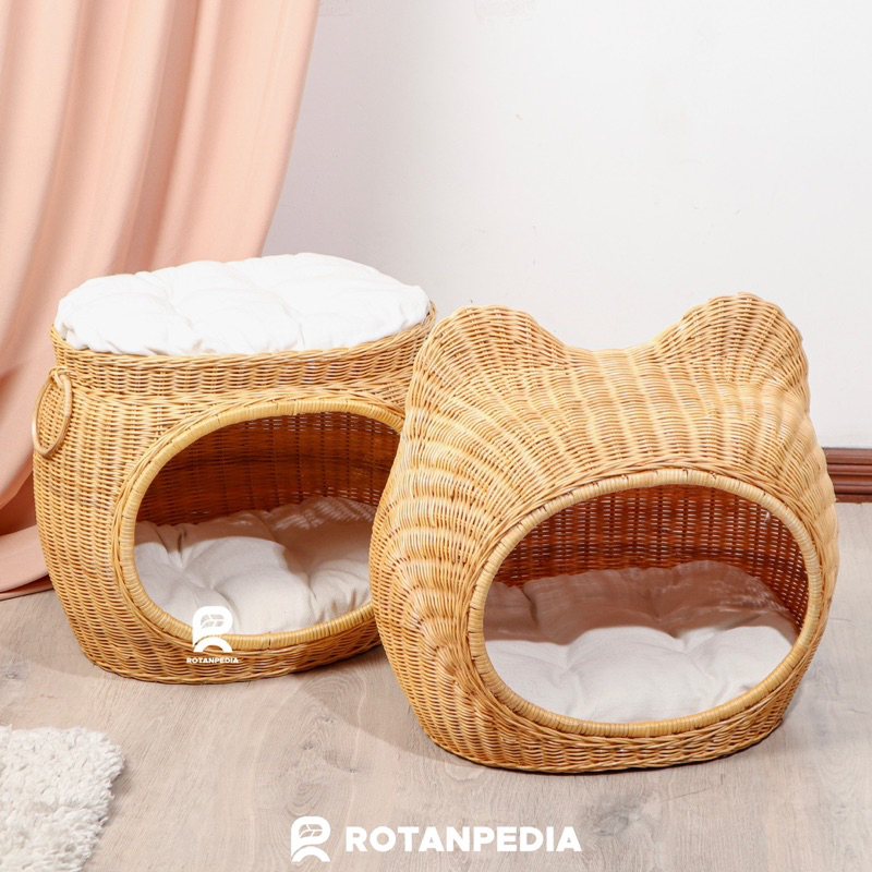 Jual Tempat Tidur Kucing Anjing Rotan / Rumah Kucing Tingkat Rotan ...