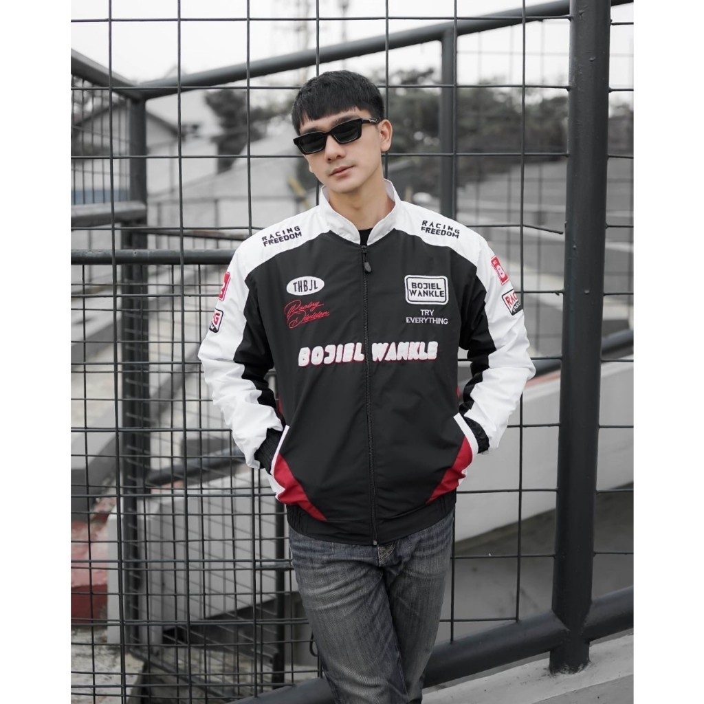Jual TANS - Jaket Varsity Vintage Nascar Strip White Black The Bojiel ...
