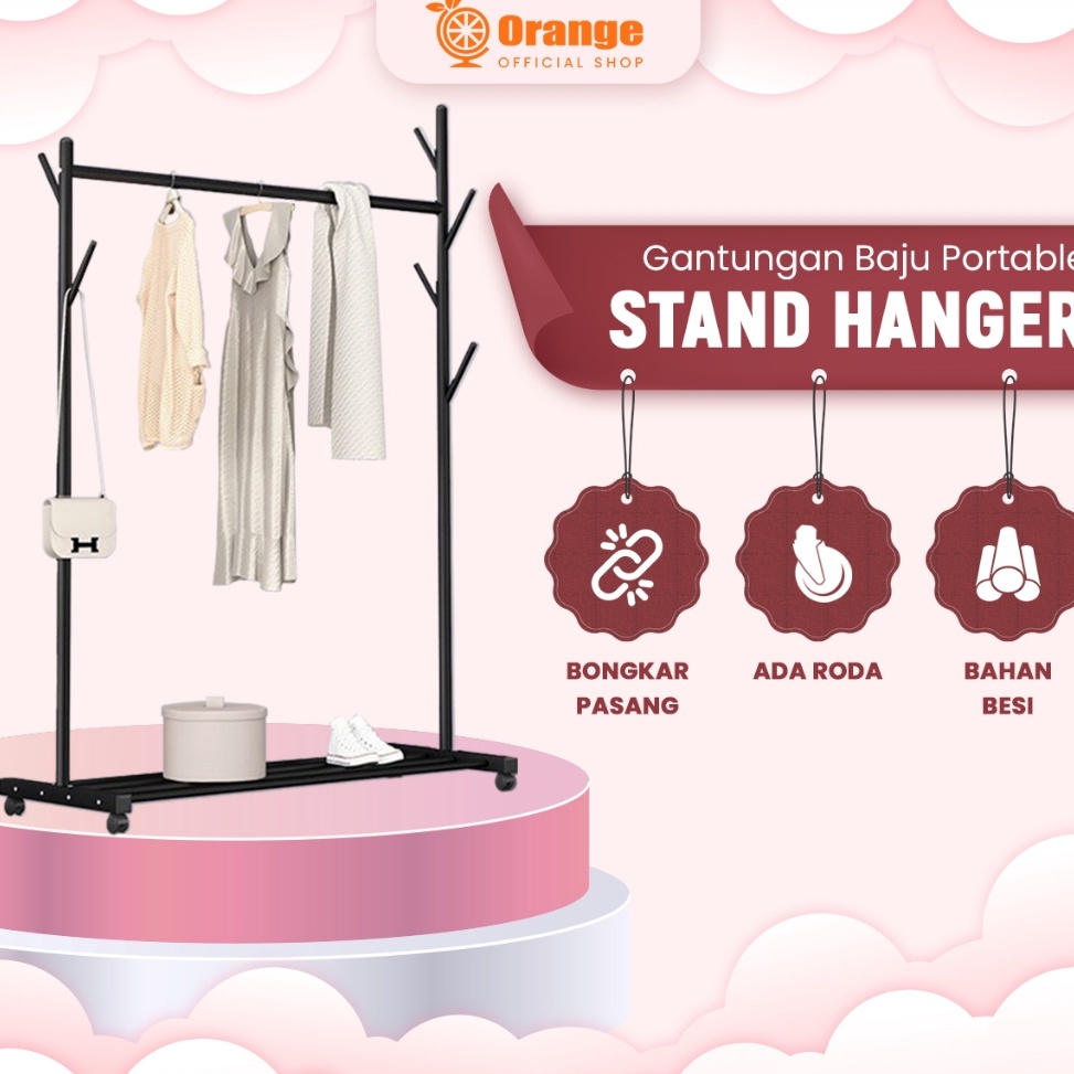 Jual Orange Official Shop Stand Hanger Gantungan Baju Dengan 4 Roda ...