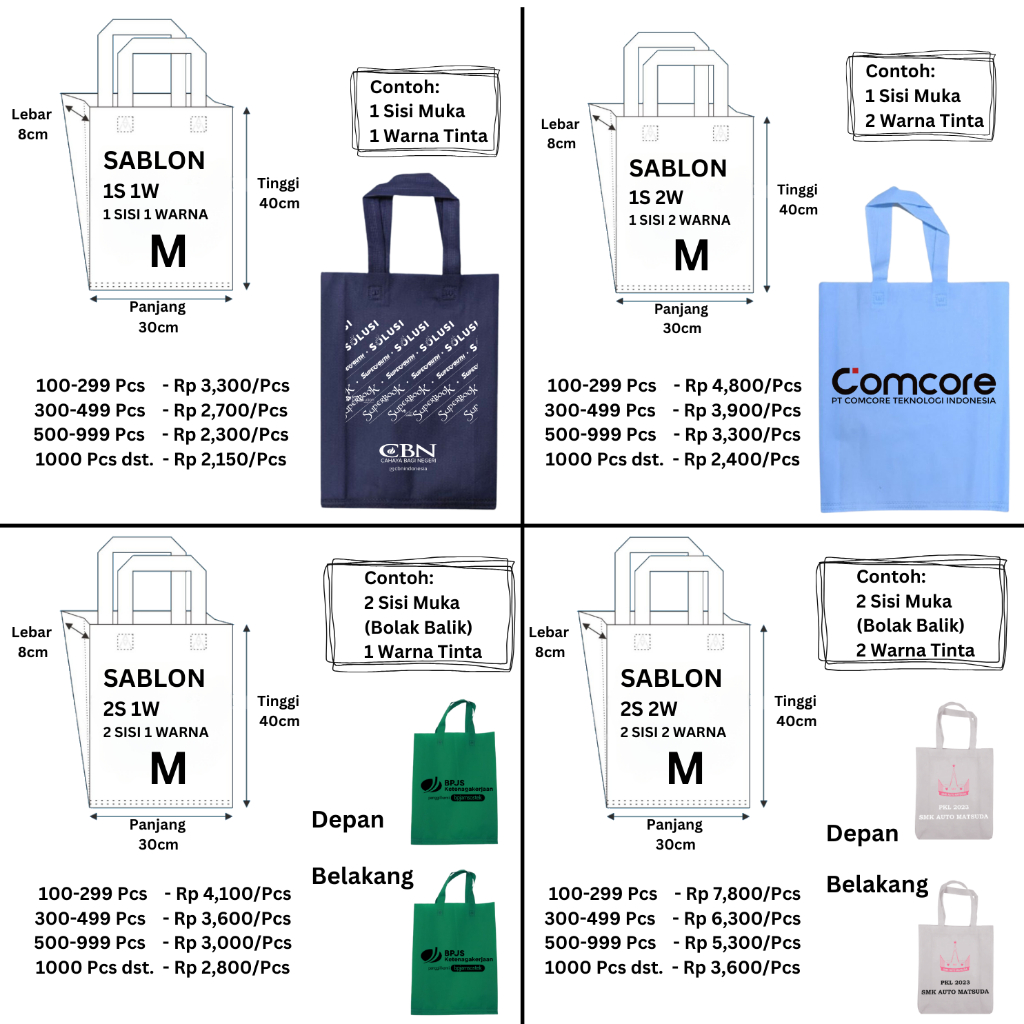 Jual Custom Sablon Tas Belanja Handle Spunbond Goodie Tote Bag Logo 75 ...