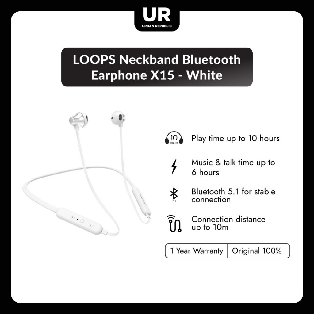 Jual Loops Neckband Bluetooth Earphone X15 - White | Shopee Indonesia