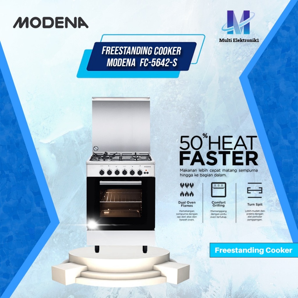Jual MODENA FC 5642 S / FC5642S CARRARA Freestanding Cooker 4 Tungku ...