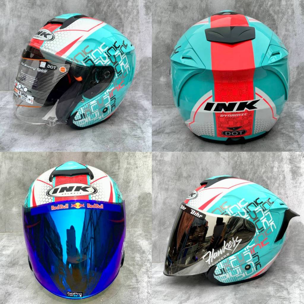 Jual HELM INK DYNAMIC #4 AQUA BLUE/FUXIA PAKET GANTENG | Shopee Indonesia