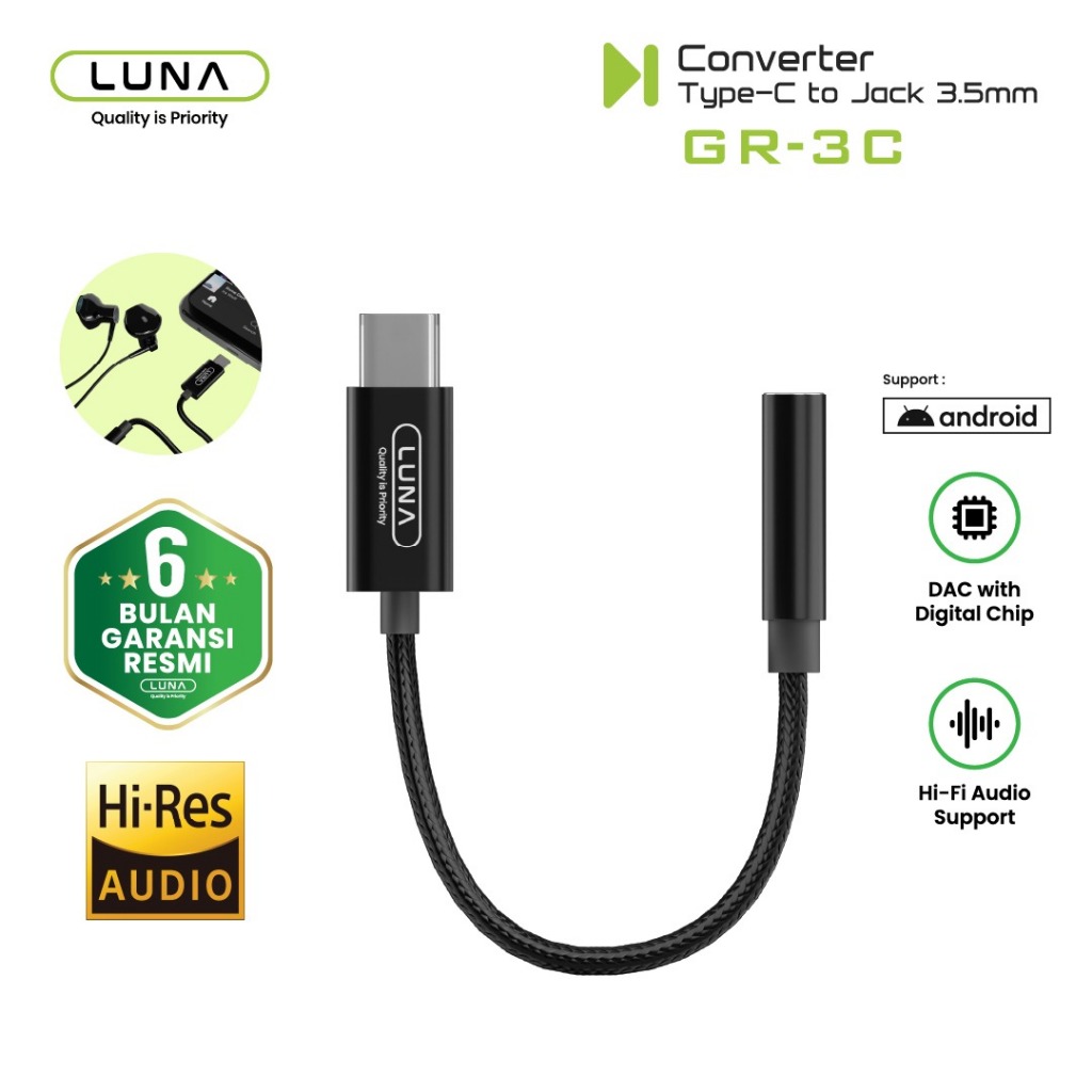 Jual Luna Adapter Usb C to Audio Jack 3.5 mm / Type C to Aux Converter ...