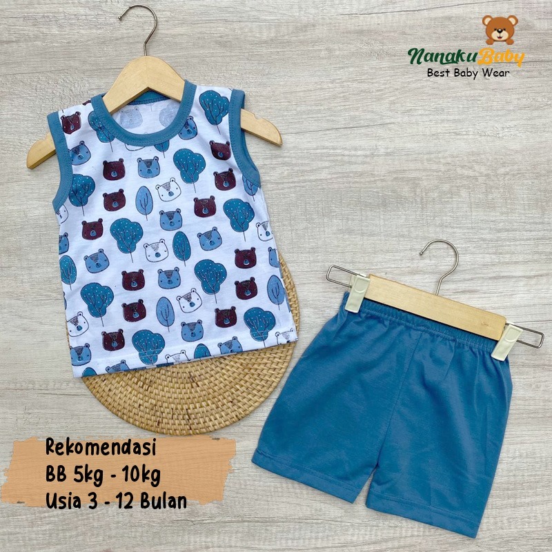 Jual Nanaku Baby - Setelan Baju Bayi Setelan Singlet Celana Pendek Motif Leaf Usia 3-12 Bulan ...