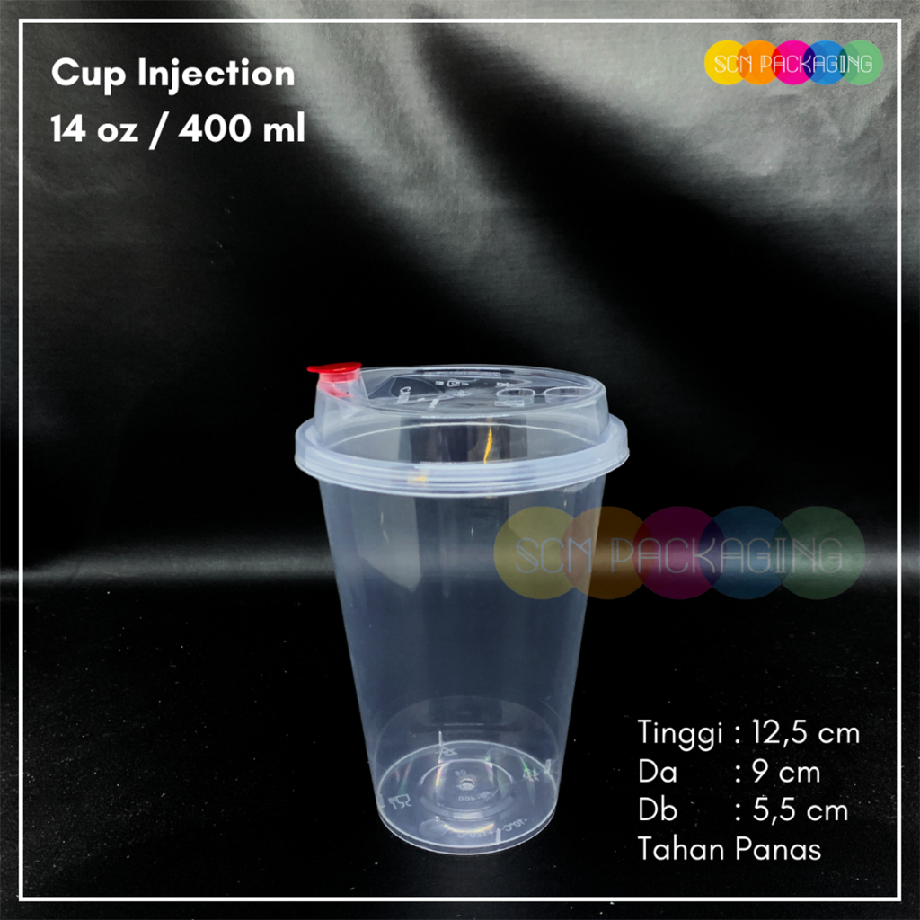 Jual CUP INJECTION GELAS 14 OZ 14OZ 400ML 400 ML 1 PACK ISI 25 PCS ...