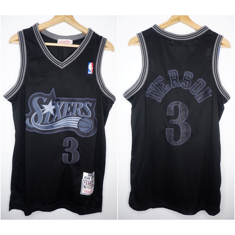 Jual JERSEY BASKET NBA CLASSIC HWC BLACK RETRO SIXERS #3 ALLEN IVERSON ...