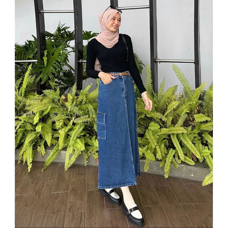 Jual Valen Rok Span Jeans Premium Rok Rawis | Shopee Indonesia