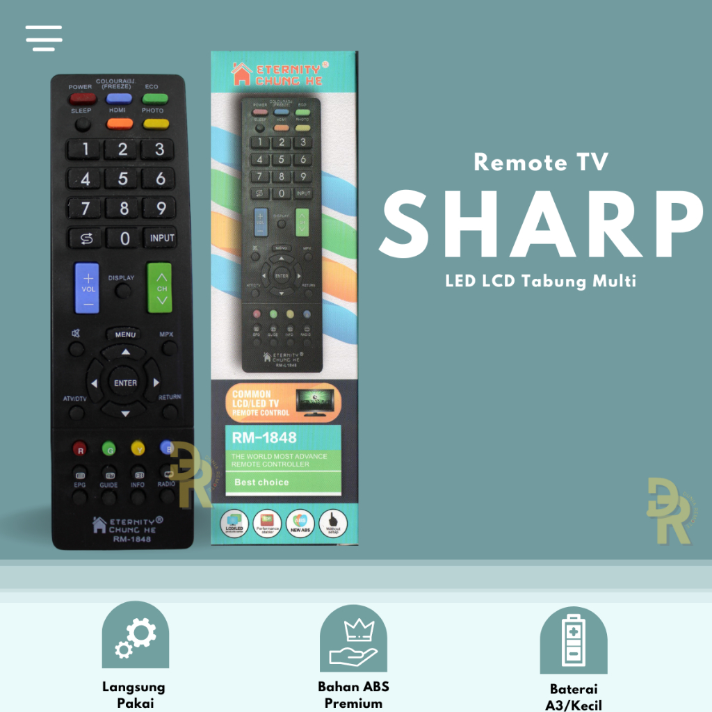 Jual Remote Multi TV Tabung LCD LED SHARP AQUOS Universal SERBAGUNA TYPE RM-1848 | Shopee Indonesia