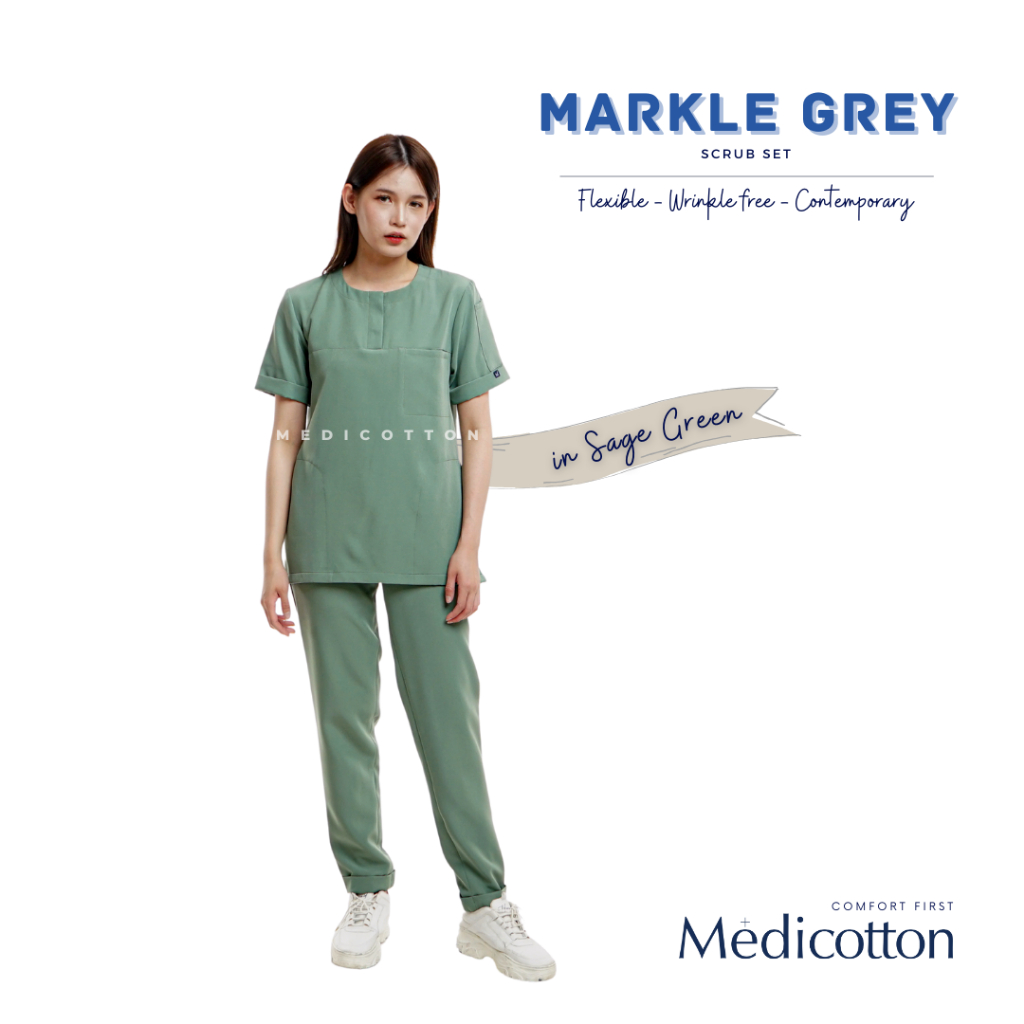 Jual MEDICOTTON - SCRUB Baju OK- Baju Medis Jaga- MARKLE GREY | Sage ...
