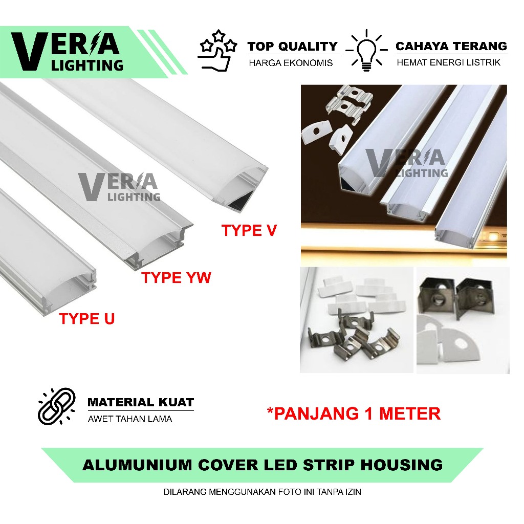 Jual Aluminium Cover LED Strip Housing 1M 1m | Shopee Indonesia