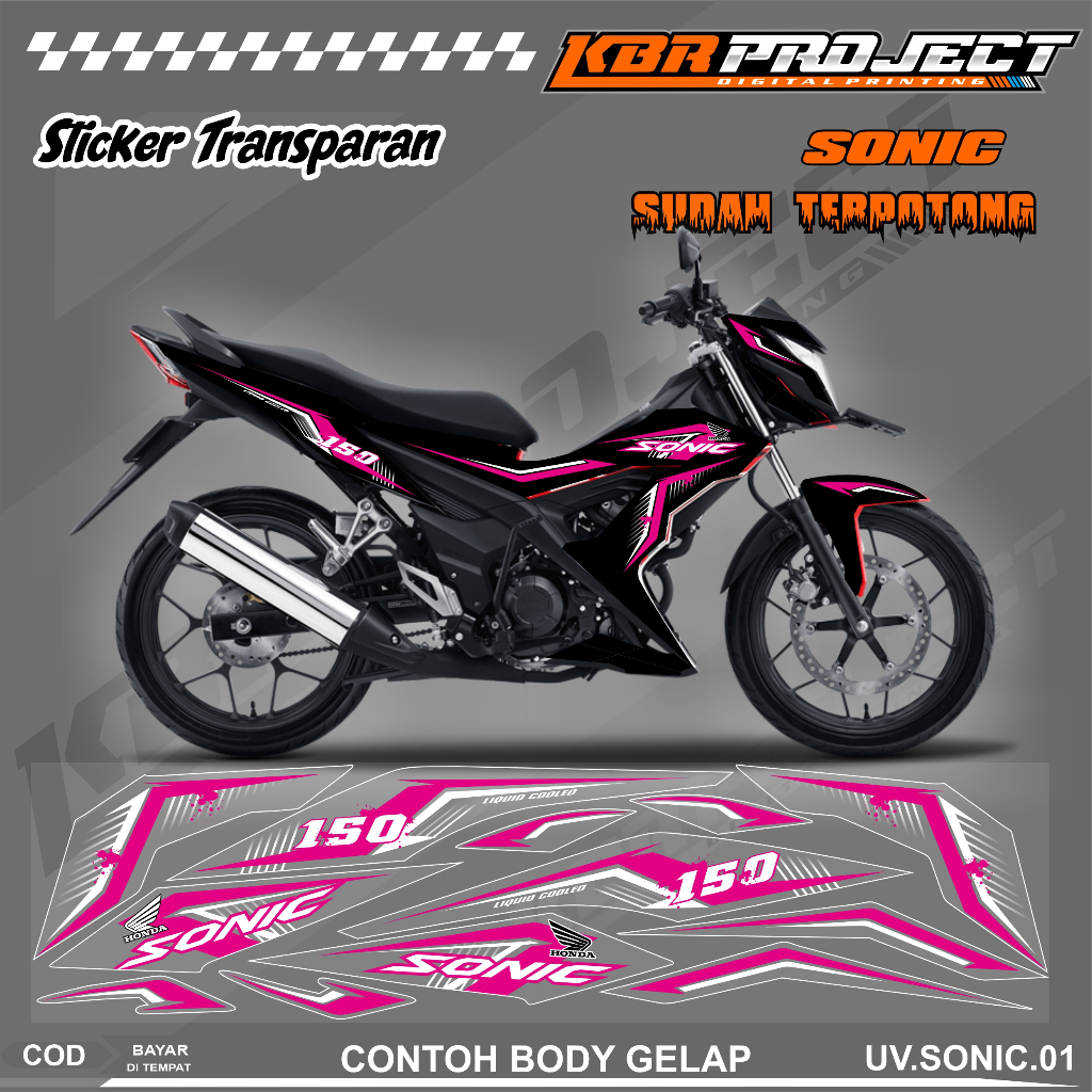 Jual SONIC 150 STIKER STRIPING TRANSPARAN PREMIUM MOTOR KEREN LIS ...