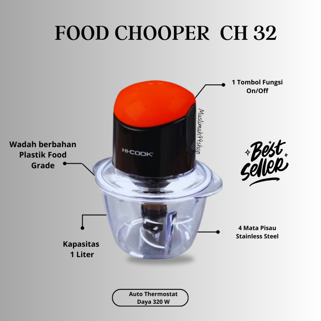 Jual Hi-Cook Chooper CH 32 - Food Chooper 1 Liter - alat giling daging ...