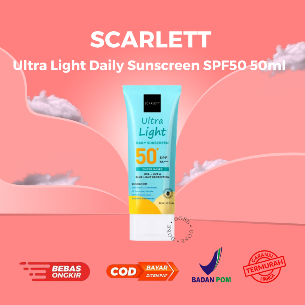 Jual SCARLETT Sunscreen Ultra Light Daily SPF 50 - 50ml | Shopee Indonesia