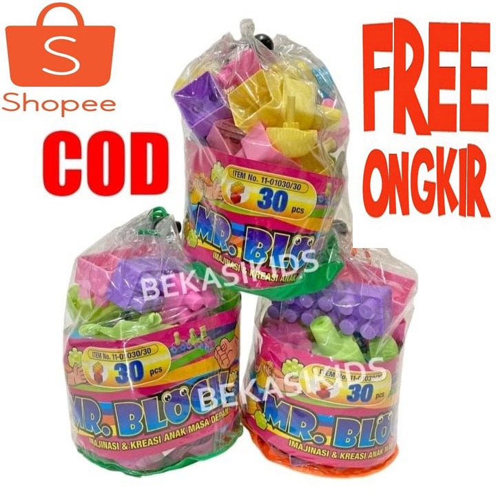 Jual Mainan Balok BRICK Besar Mr. Block Buat Anak Balita Edukasi Isi 30 ...