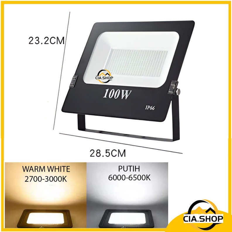 Jual Lampu Sorot LED 10W 20W 30W 50W 100W 200W / Outdoor / Tembak / Panggung / Lapangan / Taman ...