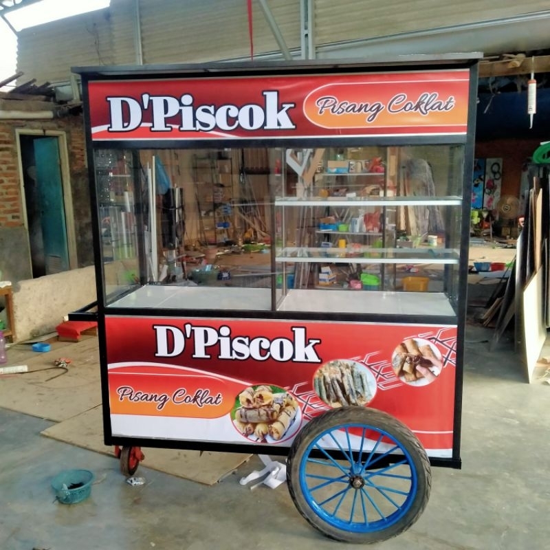 Jual GEROBAK KELILING ALUMUNIUM / GEROBAK DORONG MURAH / GEROBAK PISANG ...