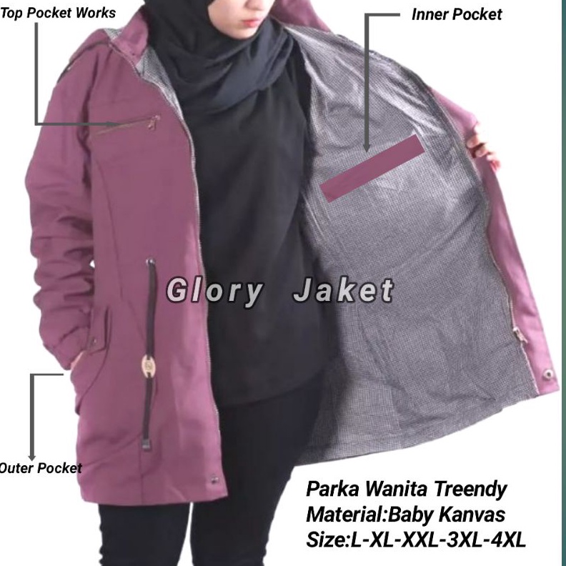 Jual GLORY Jaket Wanita Parka Tahan Angin Cocok Untuk Berkendara gas ...