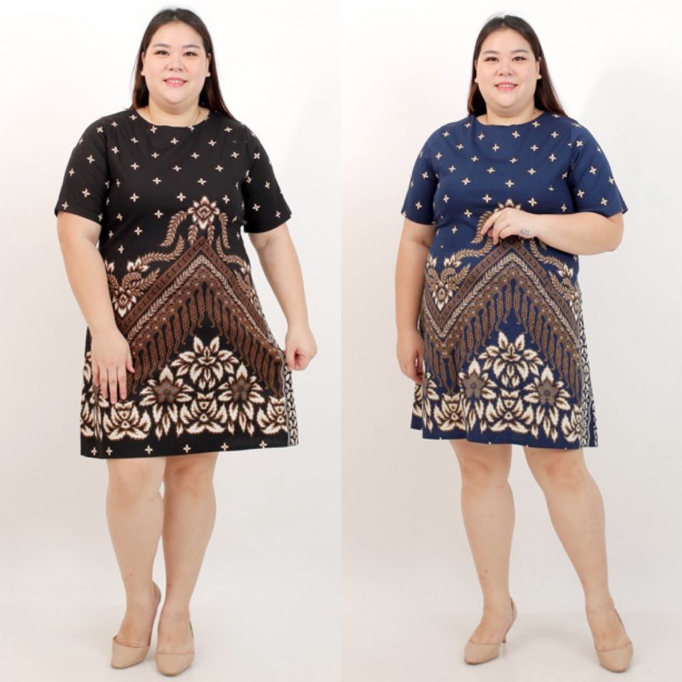 Jual 038b Dress Batik Modern Wanita Big Size Jumbo Oversize Premium Xxl