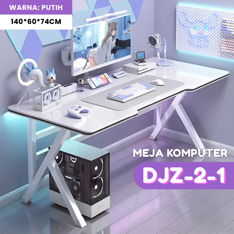 Jual Furniture88 Meja Komputer Desktop Modern Aesthetic Warna Putih Djz ...