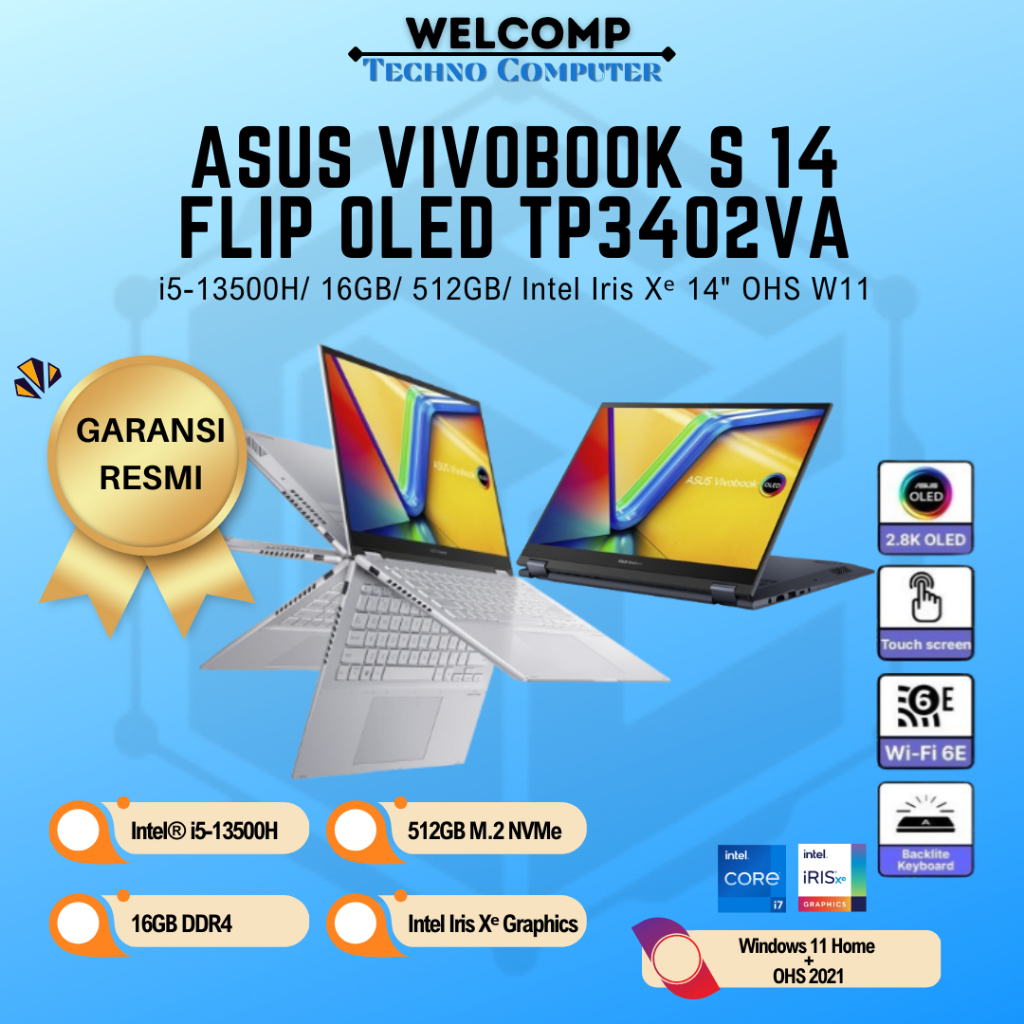 Jual Laptop Asus Vivobook S 14 Flip OLED TP3402VA i5-13500H/512GB/THC ...