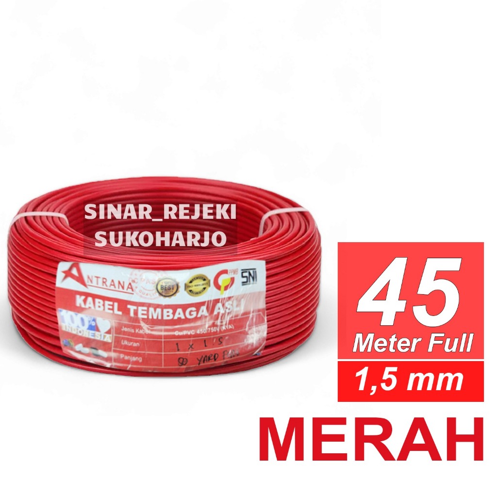 Jual Kabel Listrik NYA SNI 1x1,5 Kabel SNI Tembaga Murni 50 Yard Full ...
