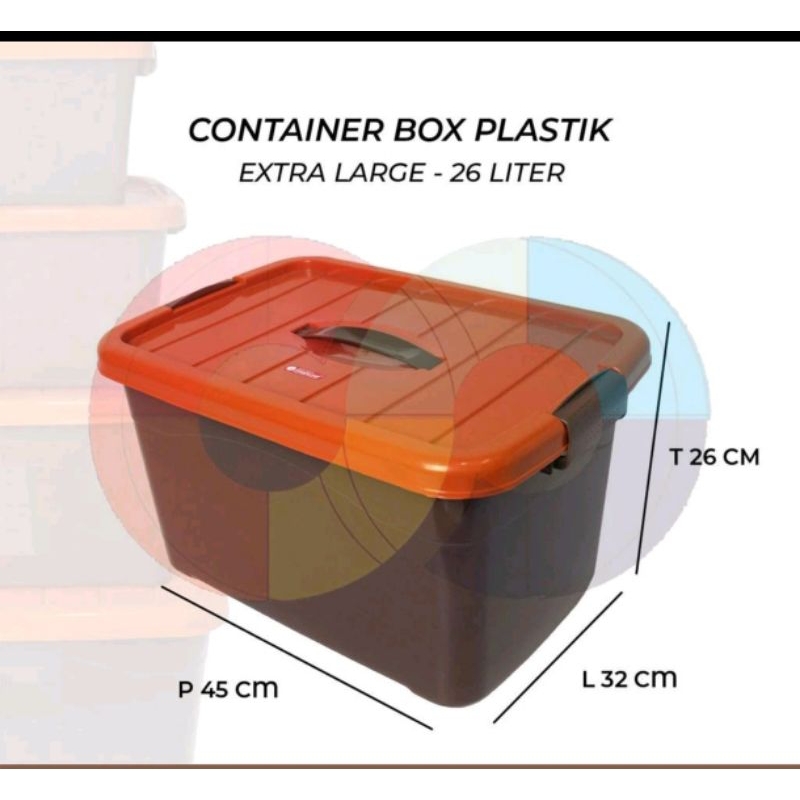 Jual container box plastik/kotak plastik penyimpanan barang 26 liter ...