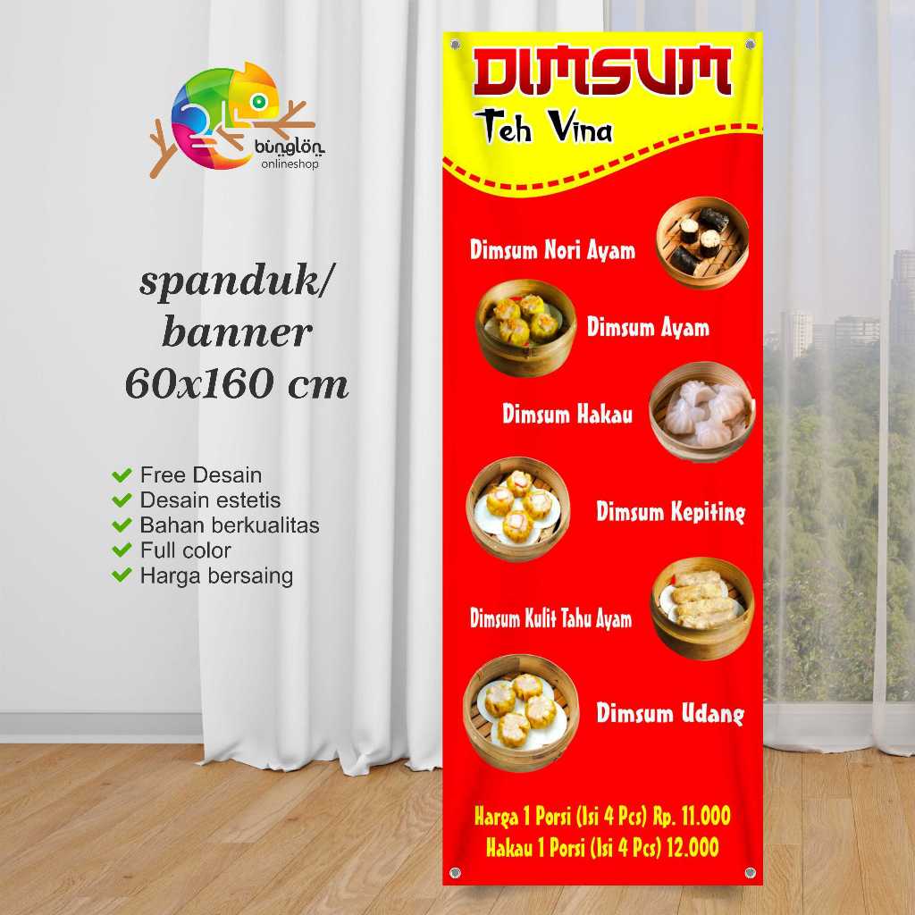Jual Spanduk Banner 60x160 Dimsum Custom Desain | Shopee Indonesia
