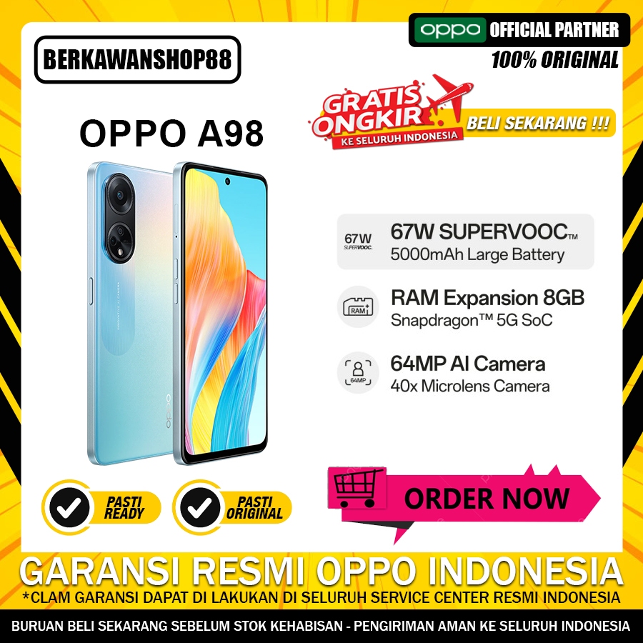 Jual OPPO A98 5G 8GB/256GB (Garansi Resmi) | Shopee Indonesia