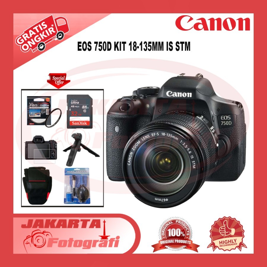 Jual CANON EOS 750D KIT 18-135MM IS STM ORIGINAL DSLR CAMERA | Shopee ...