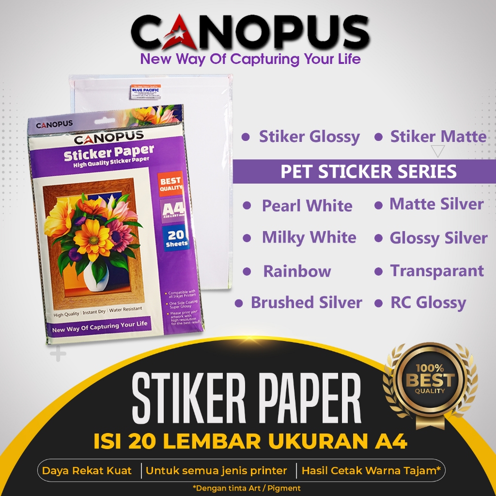 Jual Kertas Stiker Transparan / Vynil Sticker Paper 135 gsm by Canopus ...
