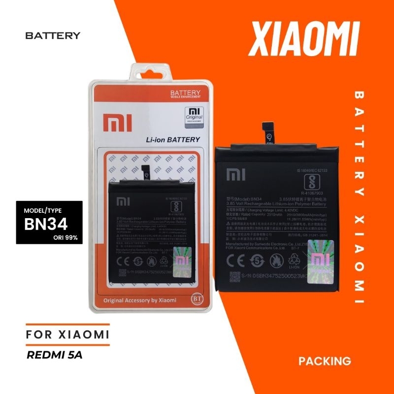 Jual 55 - Battery Baterai Redmi 5A Original - BN34 | Shopee Indonesia