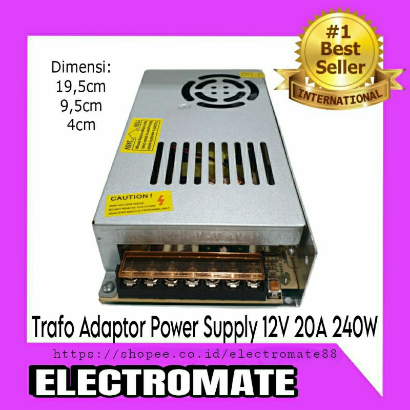 Jual Trafo Adaptor Power Supply 12V 20A 240W /MURNI GARANSI 1BULAN ...