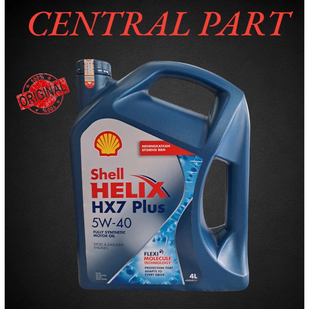 Jual oli shell helix HX7 plus 5W-40 galon 100% original 4liter | Shopee ...