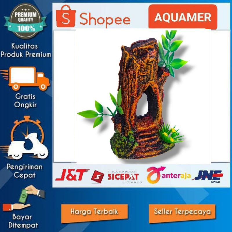 Jual Ornamen akuarium kayu bolong hiasan aquarium batang kayu bolong ...