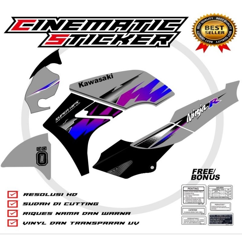 Jual sticker striping ninja R body silver costum variasi transparan ...