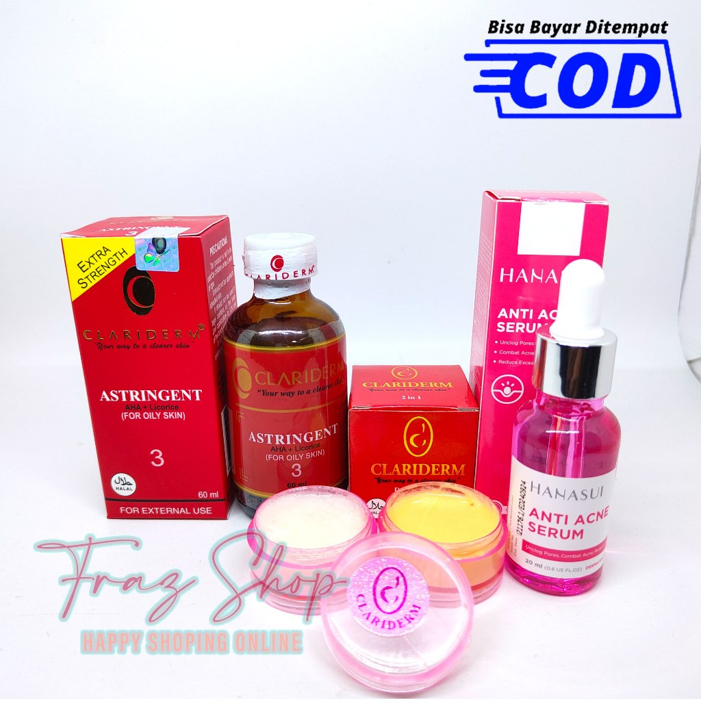 Jual Paket Glowing Clariderm 3in1 Plus Serum Anti Acne BPOM ( Toner ...