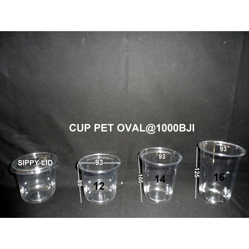 Jual [50 biji] cup oval PET / gelas plastik PET / gelas oval merk ...