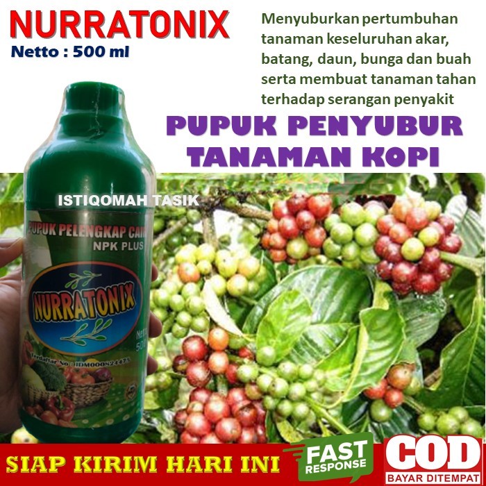 Jual Pupuk Penyubur Tanaman Kopi NURRATONIX 500ML Pupuk Pelengkap Cair NPK Plus Anti Jamur + Ga7 ...