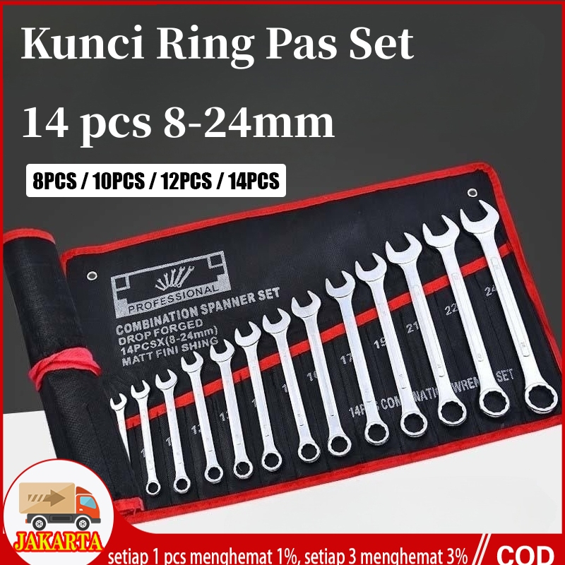Jual Tool Superman Kunci Ring Pas set 14 pcs 8-24mm kunci pas Harga ...