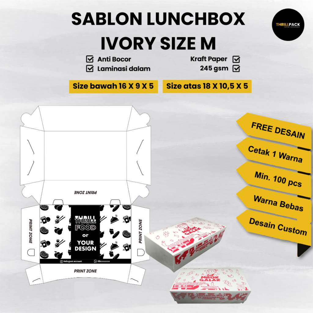 Jual Sablon Custom Lunch Box Ivory Lipatan All SIze Custom Desain ...