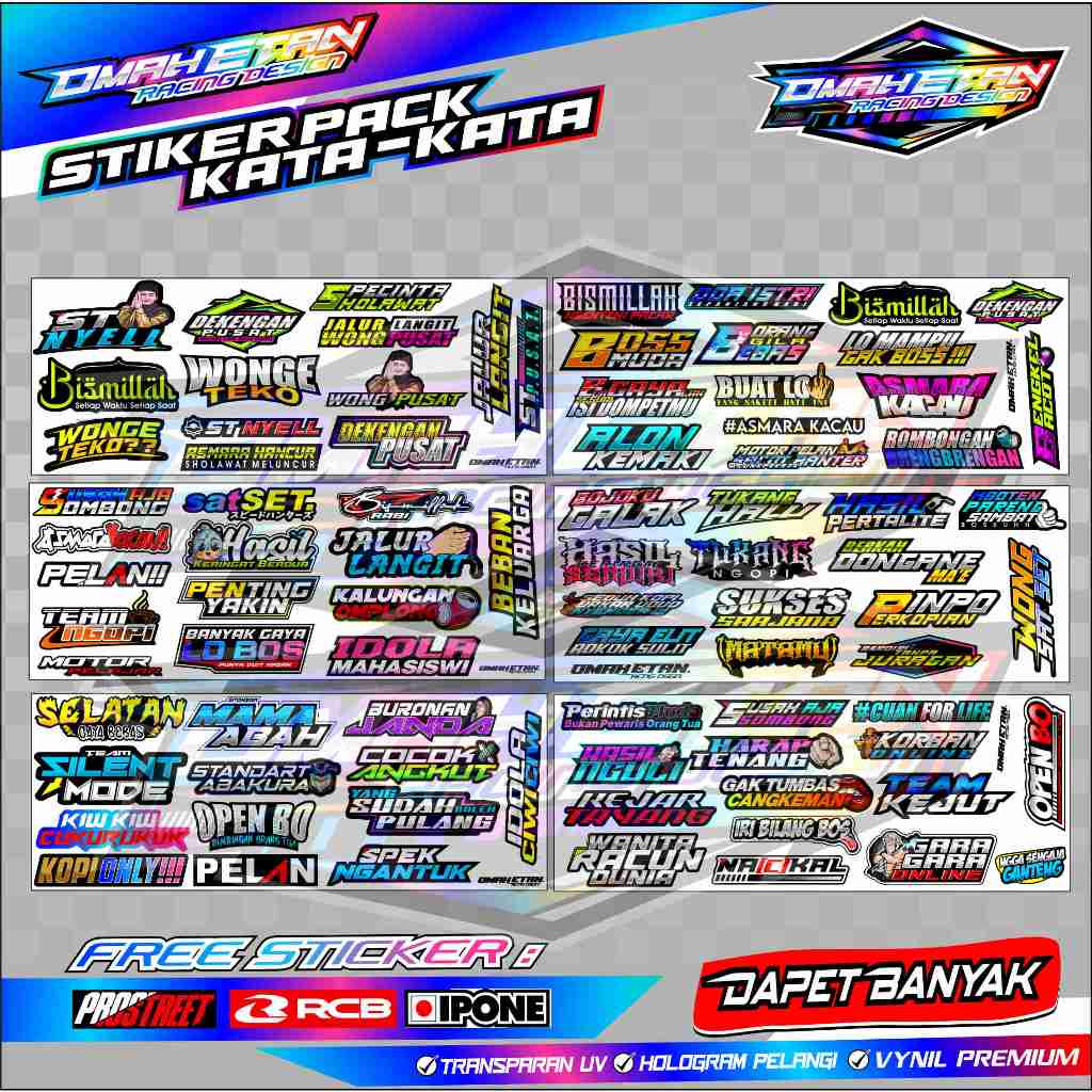 Jual STICKER PACK KATA-KATA RACING / STICKER RACING / STICKER MOTOR / STICKER HELM / STICKER ...