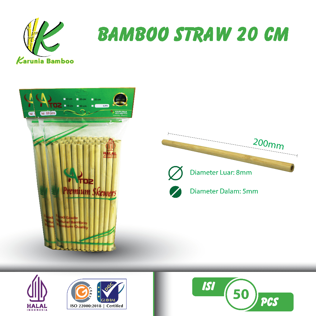 Jual ATOZ 50 pcs SEDOTAN BAMBU SEDOTAN GO GREEN SEDOTAN BAMBU ASLI ...