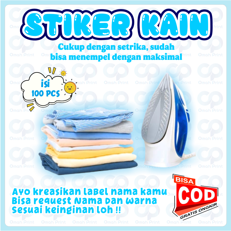 Jual [ 1 HARI JADI ] Sticker Label Nama Kain Baju Isi 100Pcs Stiker ...